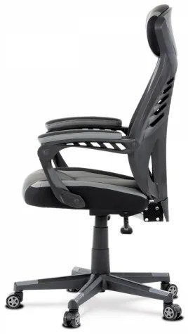 Herní křeslo šedé černé ekokůže MESH PCA mech KA-Y213 GREY