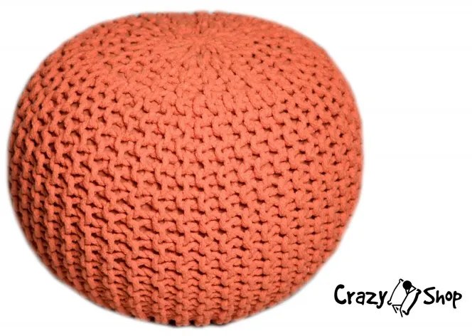 Pletený puf CRAZYSHOP SOLID, oranžová (ručně pletený)