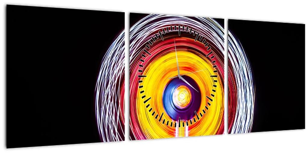 Obraz světel v kruhu (s hodinami) (90x30 cm)