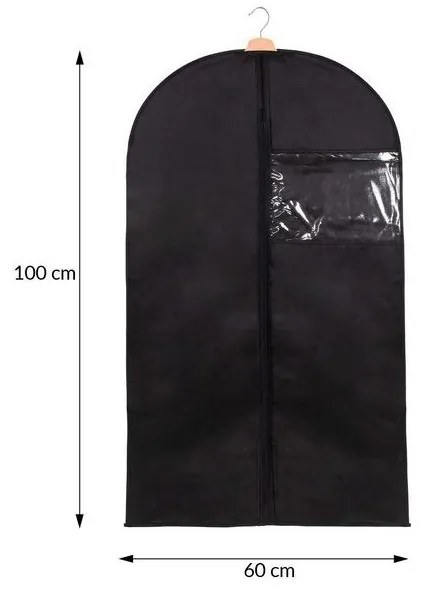 Obal na oděvy s průzorem 100x60 cm černý SPRINGOS