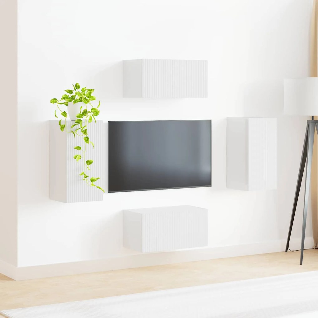 Sestava TV skříněk 4 ks Vysoce lesklá bílá Kompozitní dřevo 3409154