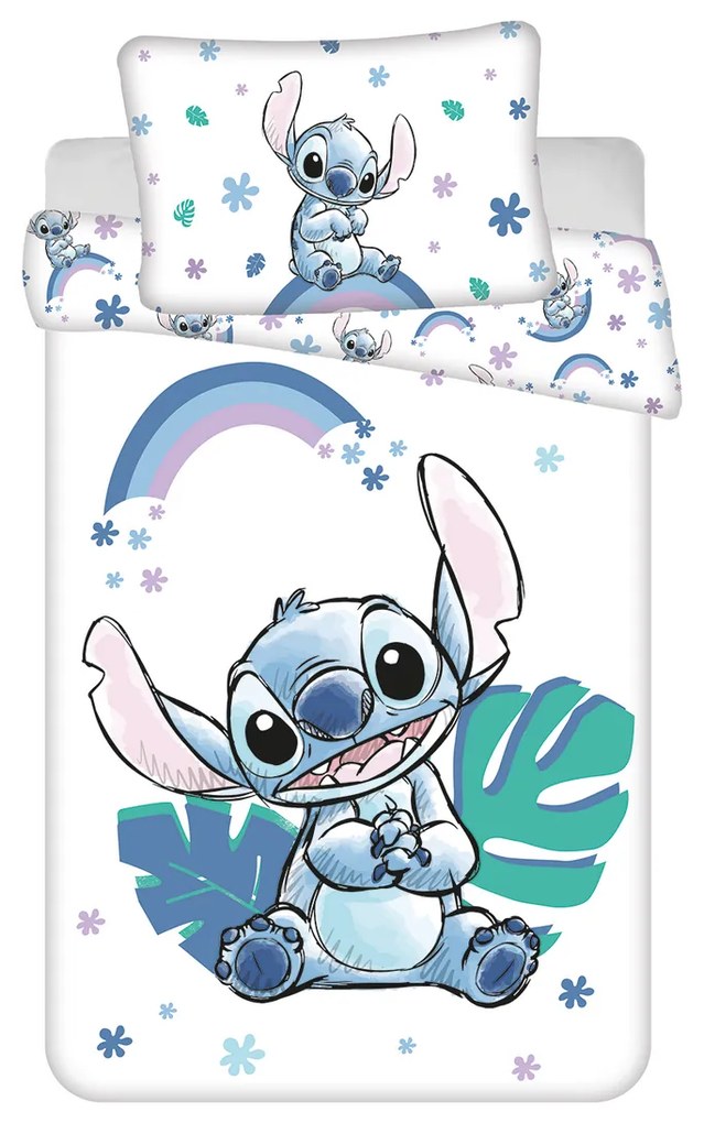 Jerry Fabrics Dětské bavlněné povlečení do postýlky Baby Lilo and Stitch "Rainbow", 100 x 135 cm, 40 x 60 cm