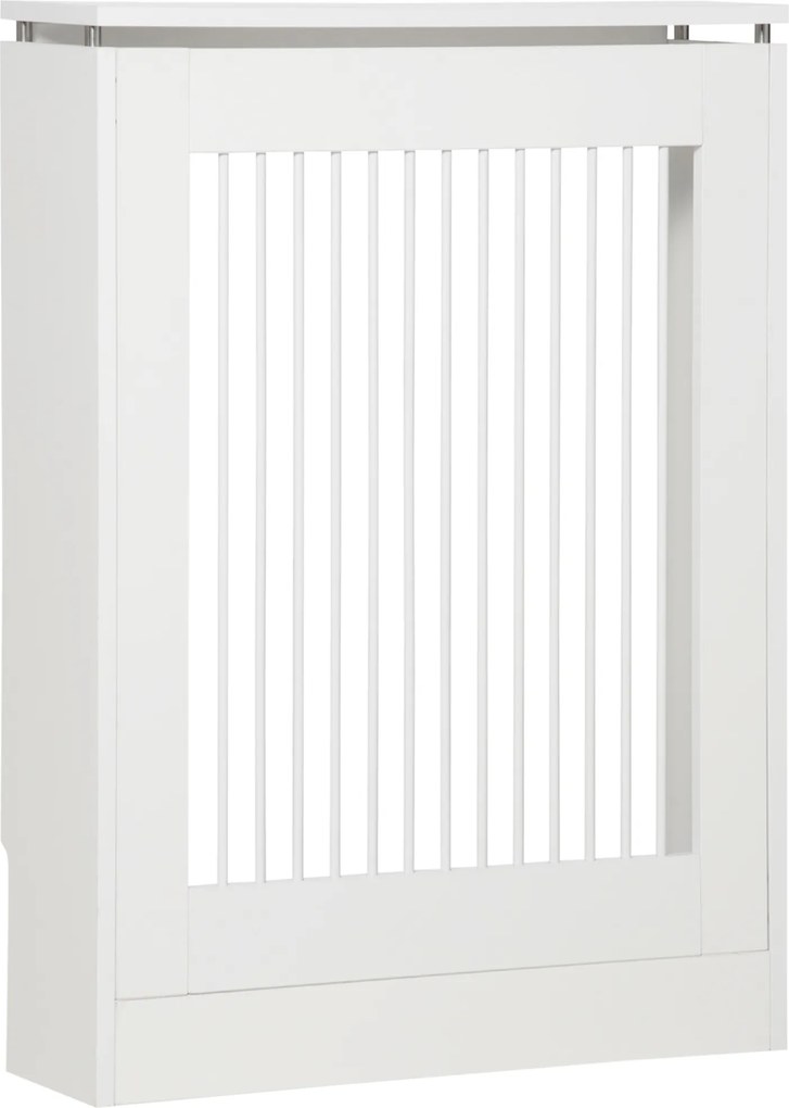 HOMCOM Moderní Kryt Radiátoru z MDF Malovaný Kryt Radiátoru s Horní Policí pro Obývací Pokoj, Ložnici a Kancelář 60x18x84 cm Bílý