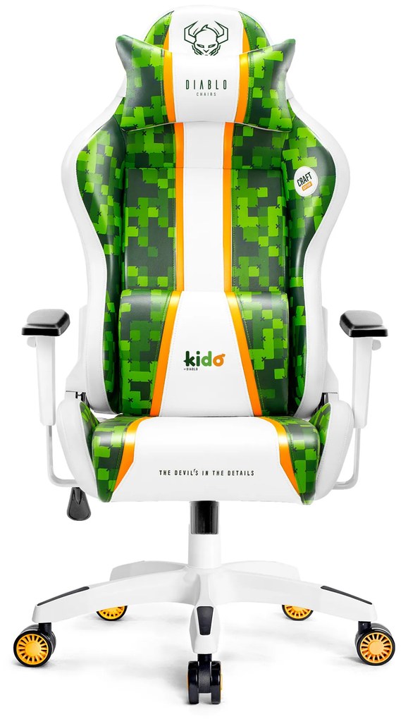 Dětská herní židle Kido by Diablo X-One 2.0 Craft: Bílo-zelená