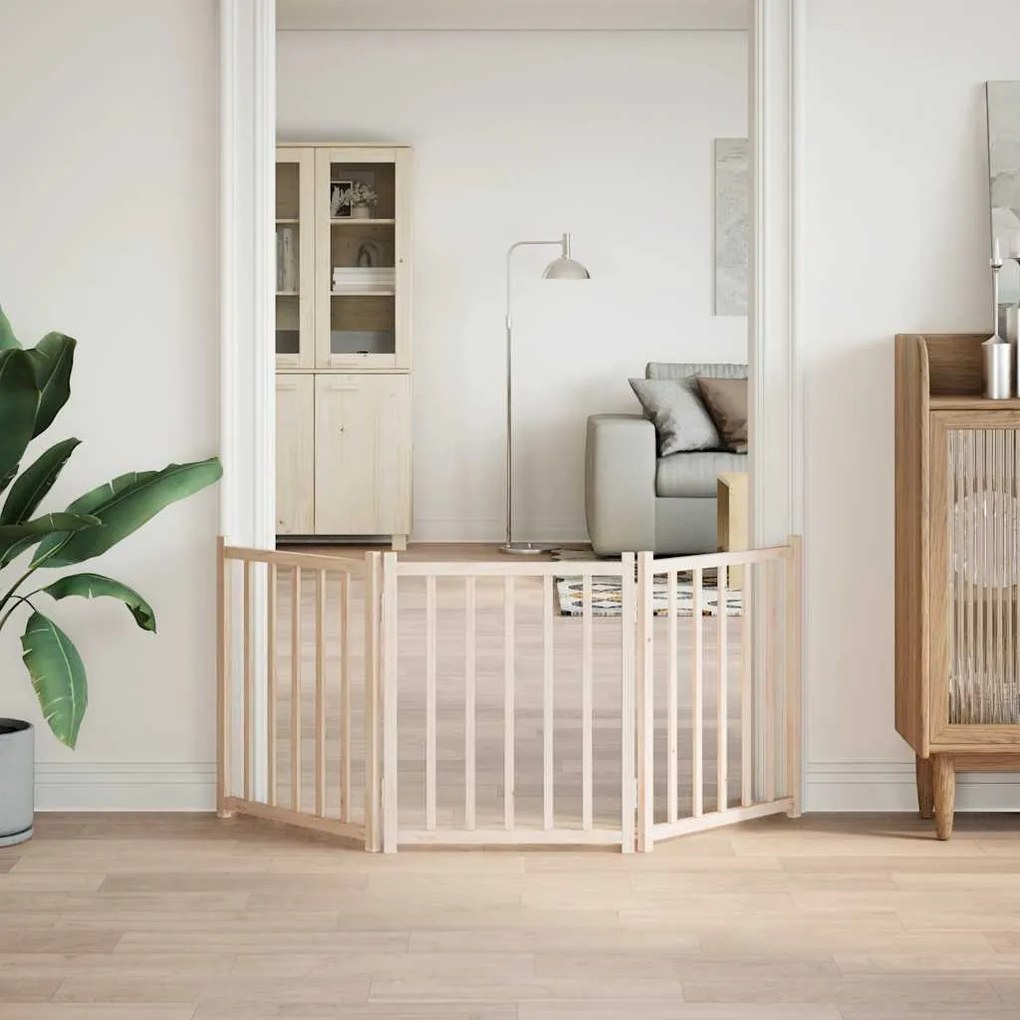 vidaXL Zábrana pro psy skládací 3 panely 150 cm masivní jedle [352276] Barva: Přírodní
