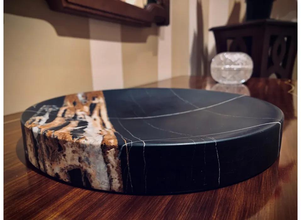 Luxusní mramorový odkládací podnos Pau Marble Sahara Noir 27cm