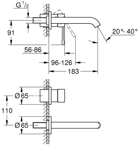 GROHE 19408GL1 - Umyvadlová dvouotvorová baterie ESSENCE 183 mm zlatá
