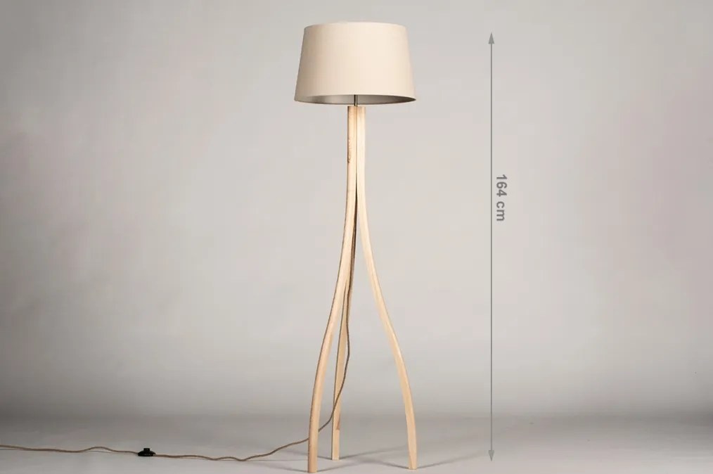 Stojací designová lampa Arbon Taupe and Natur Wood