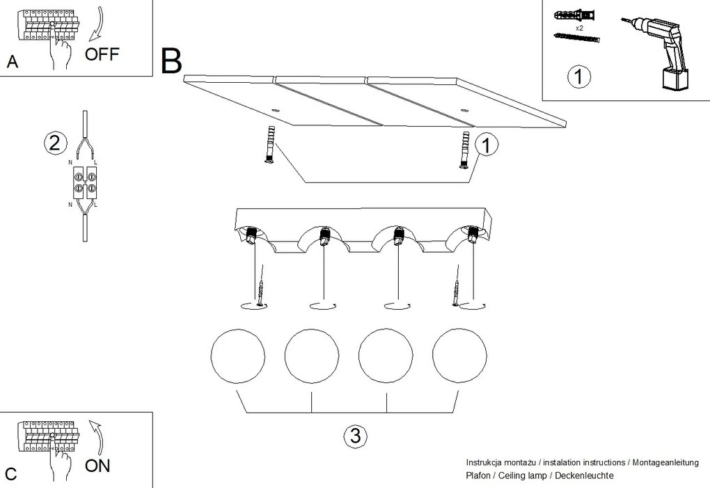 Sollux Lighting Stropní svítidlo BULBO 4 přírodní dřevo