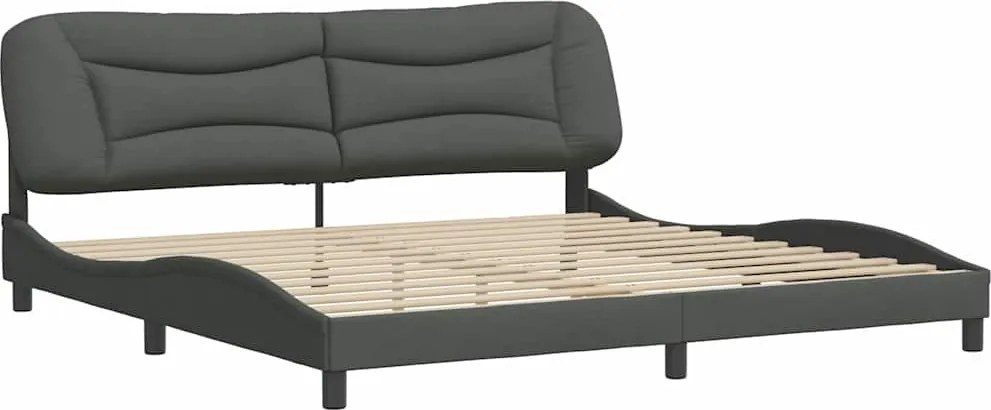 Rám postele bez matrace Hvar tmavě šedý 200 x 200 cm textil 3207794