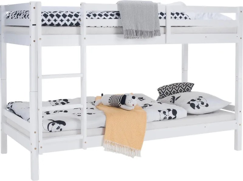 Patrová postel, 90x200, masivní dřevo, bílá, INEZA Kondela 0000396657
