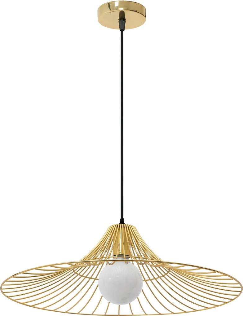 Toolight - Stropní lampa závěsná plochá kulatá 1xE27 APP499-1CP, zlatá, OSW-00612