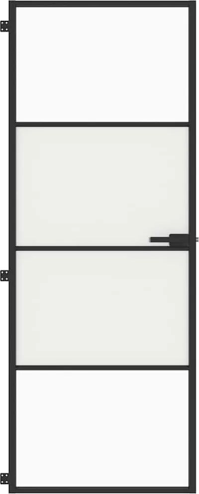 Interiérové dveře úzké černé 76x201,5 cm tvrzené sklo a hliník 155116