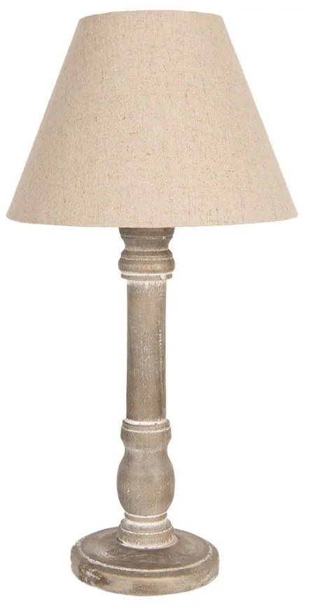 Hnědá stolní lampička s béžovým stínidlem Shabby - Ø 23*45 cm E27/max 1*40W