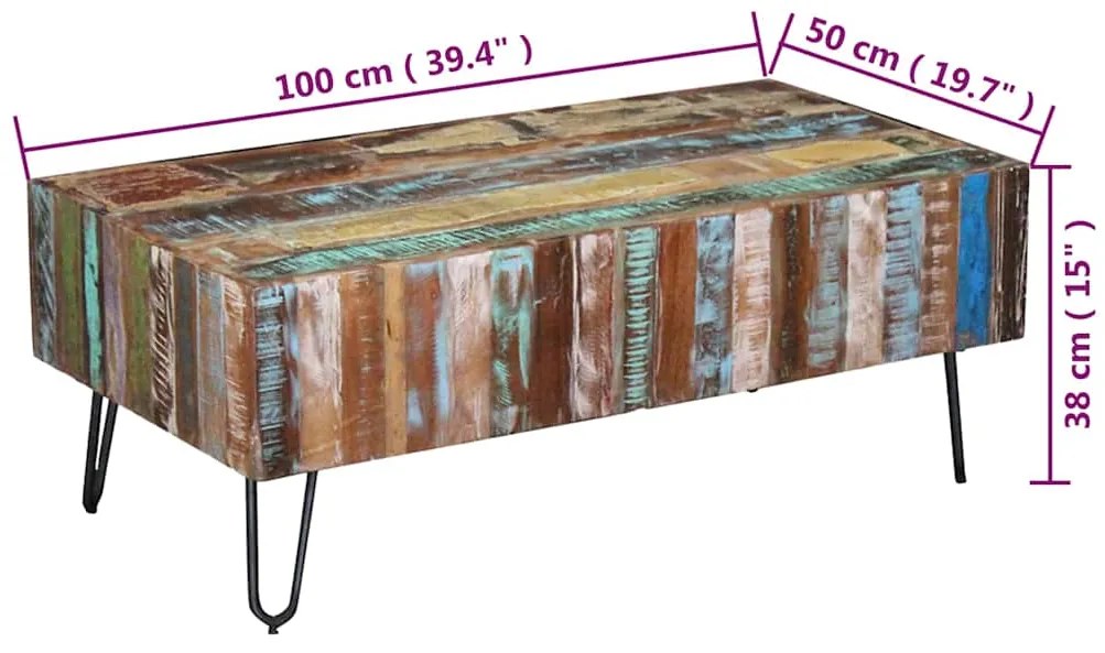 vidaXL Marketos Konferenční stolek masivní recyklované dřevo 100 x 50 x 38 cm