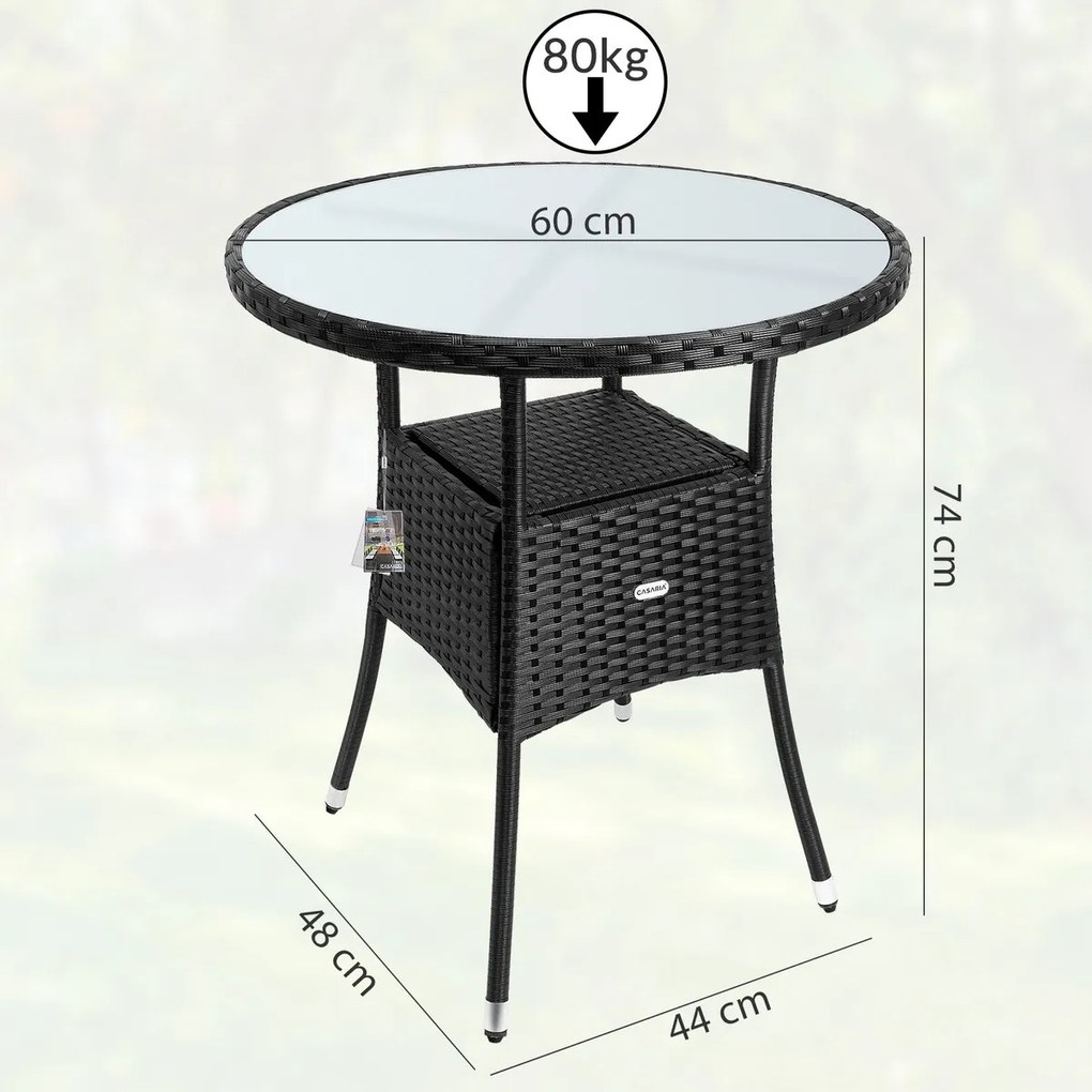 Zahradní stolek Bistra 60 cm polyratan černý