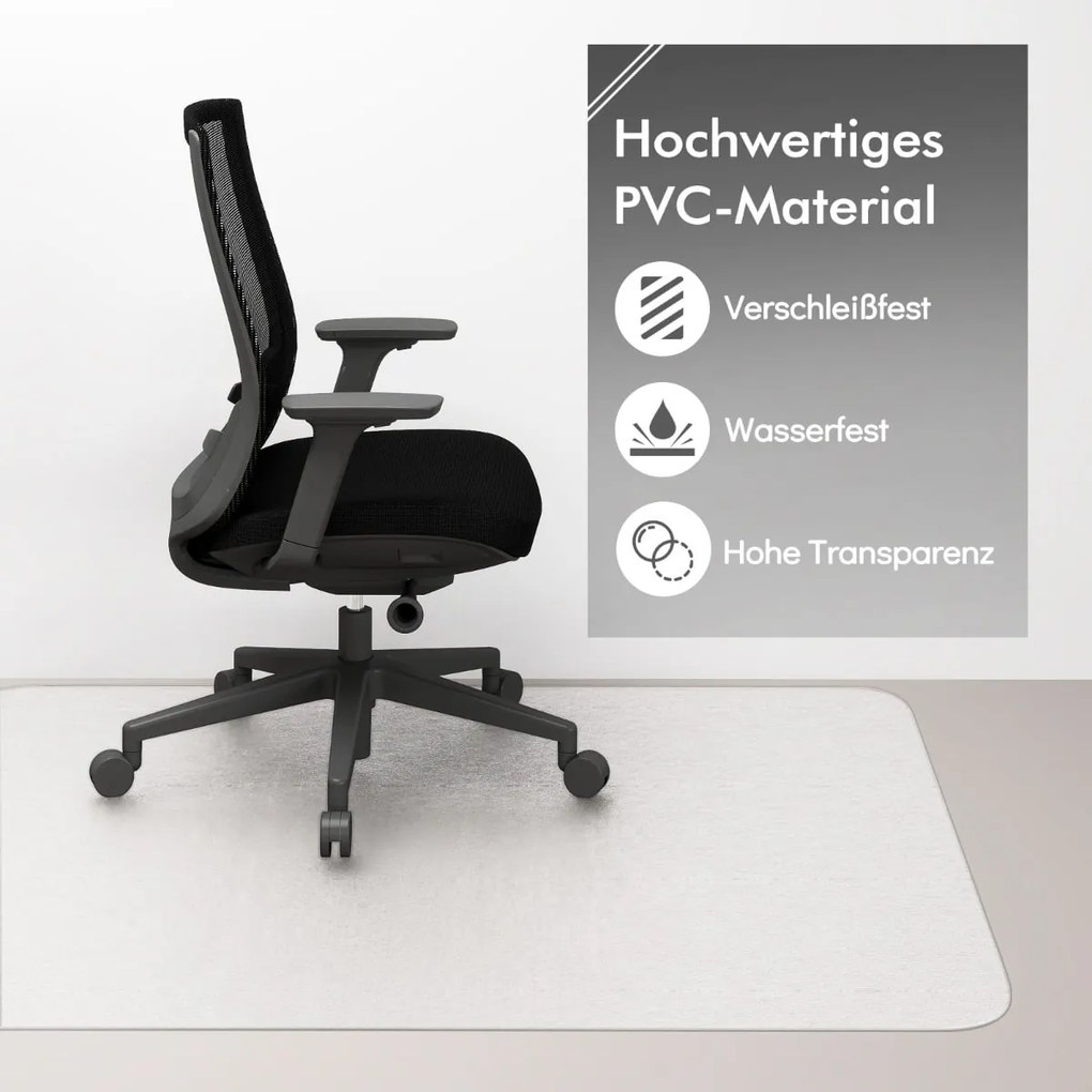 Costway Podložka pod kancelářskou židli Transparentní PVC rohož – 180 × 160 cm