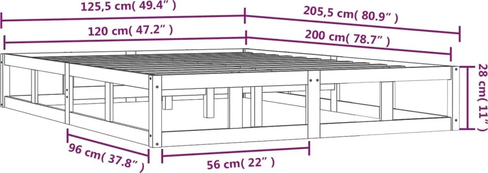 vidaXL Rám postele 120 x 200 cm masivní dřevo [820792] Barva: Přírodní