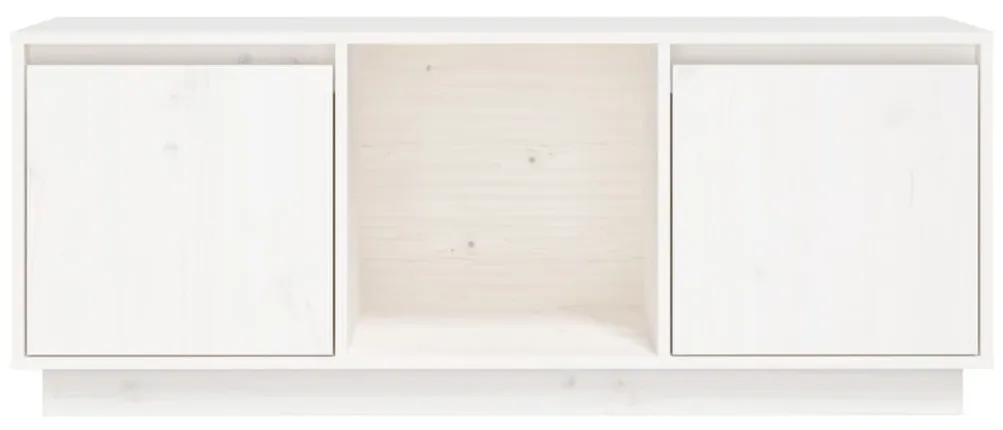 TV skříňka bílá 110,5 x 35 x 44 cm masivní borové dřevo - Default Title