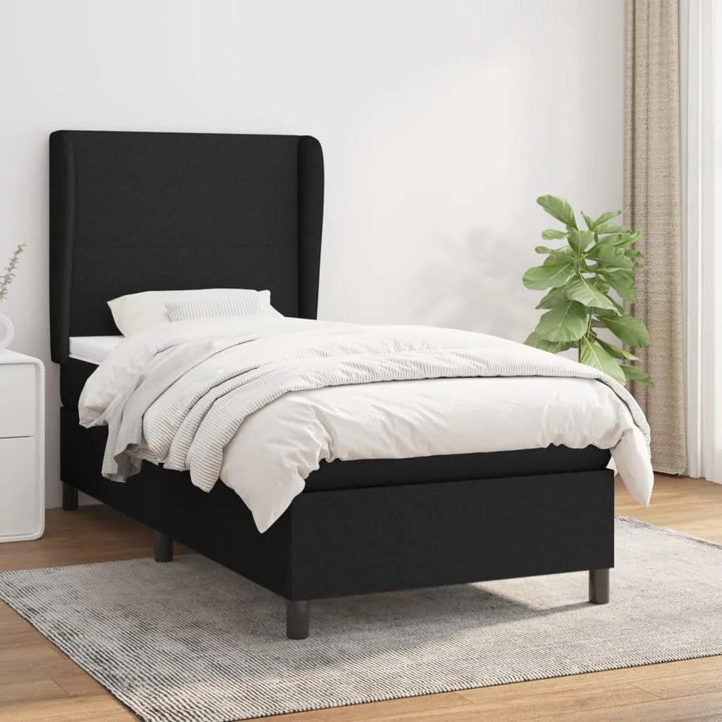 Box spring postel s matrací černá 80 x 200 cm textil 3127759