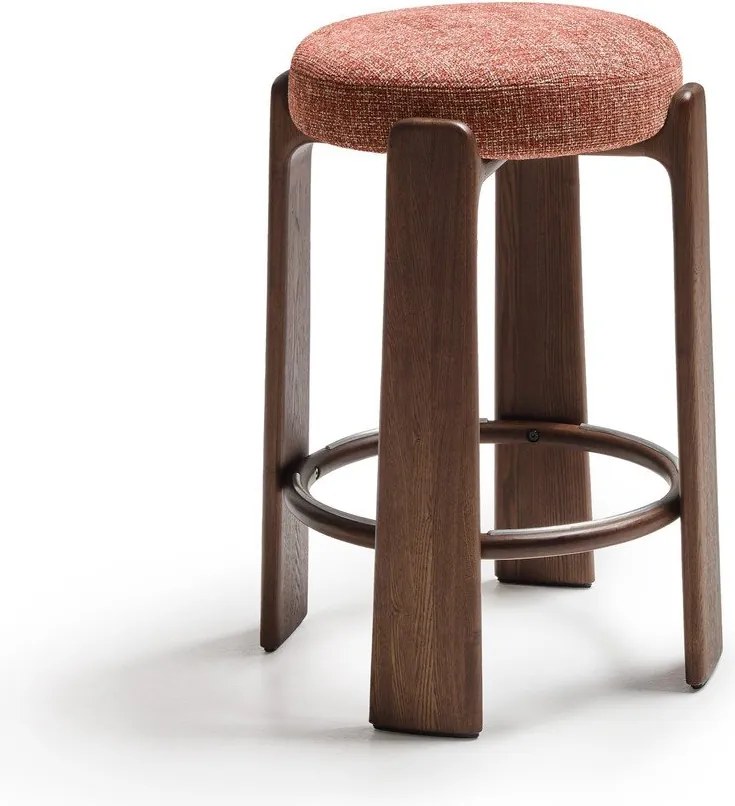 Barová stolička z jasanového dřeva v terakotové barvě/v tmavě přírodní barvě (výška sedáku 75 cm) Granite – Kave Home