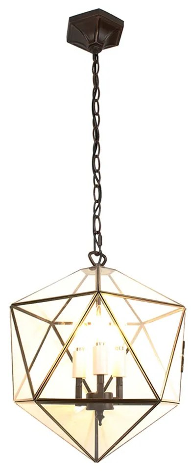Kovové závěsné světlo se skleněnou výplní Cranie - 30*30*135 cm E14/max 3*25W