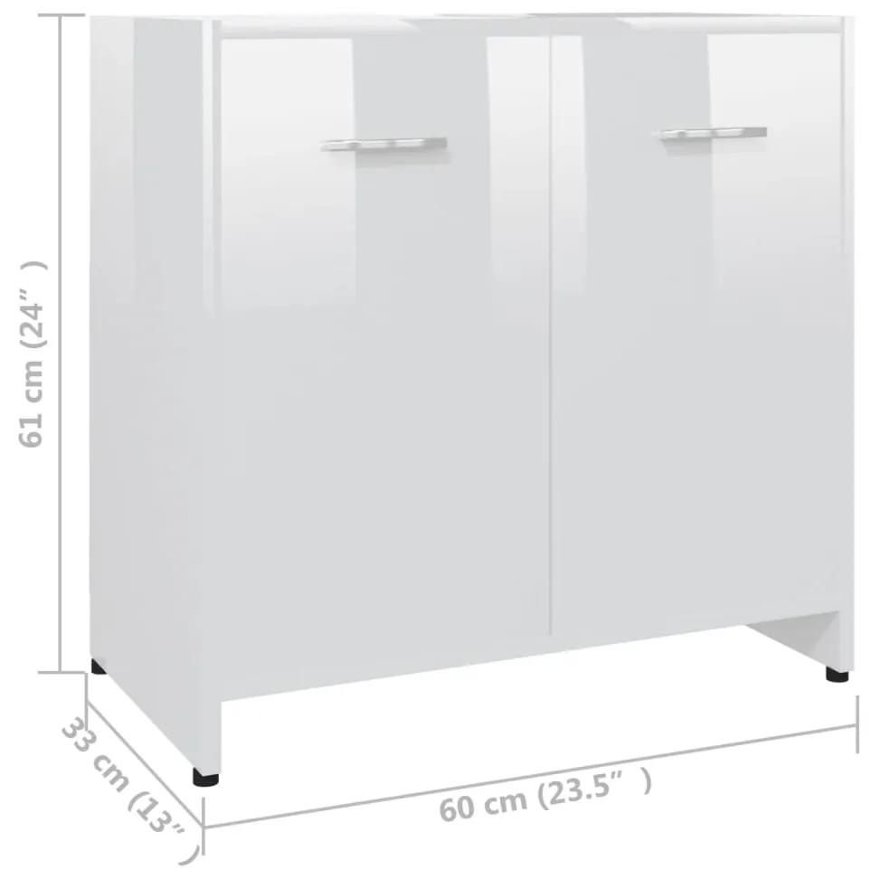 Koupelnová skříňka bílá vysoký lesk 60 x 33 x 61 cm dřevotříska