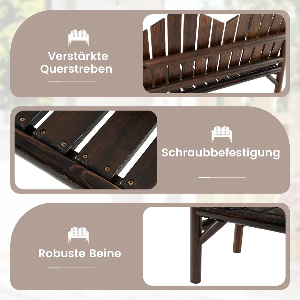 Costway 2-sedák zahradní lavice z masivního dřeva loveseat se šikmým opěradlem