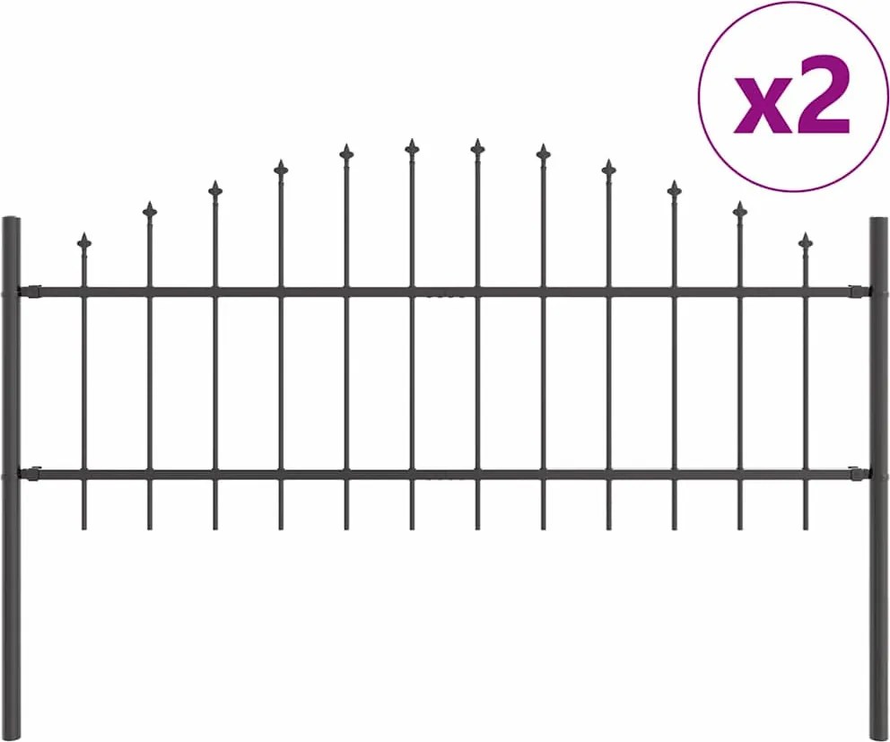 Zahradní plot WOERDEN 2 ks 170 x 115 cm Práškově lakovaná ocel 3360094