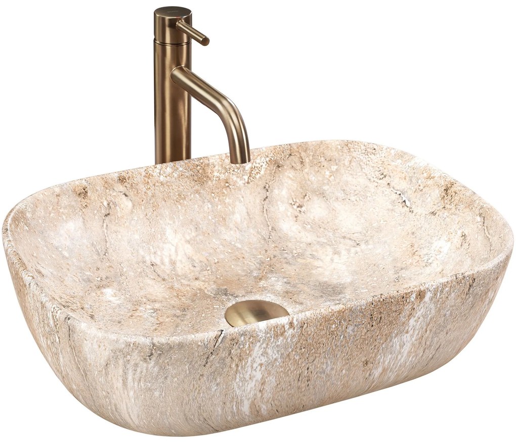 Rea Belinda Savana, umyvadlo na desku 460x330x135 mm, imitace kamene, REA-U3323