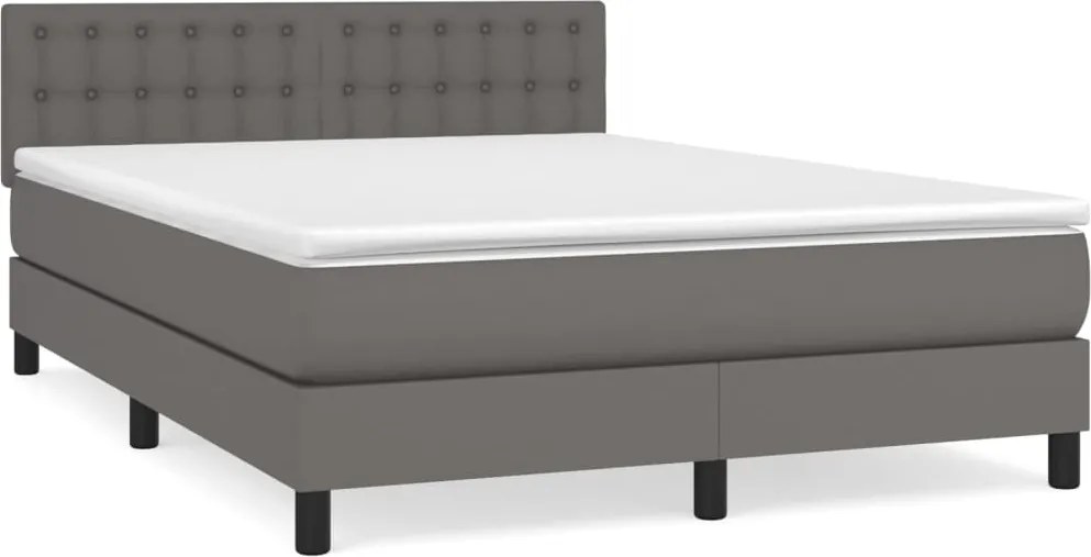 Box spring postel s matrací šedá 140 x 190 cm umělá kůže 3141123