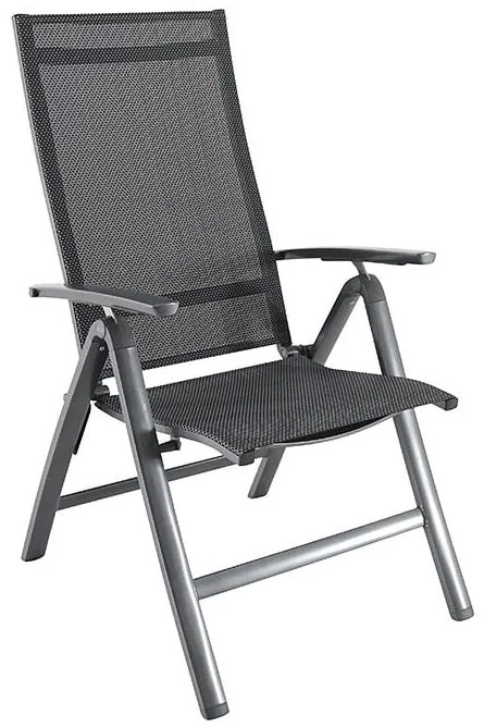 Sunfun Maja Polohovací křeslo relaxační, 68 × 61 × 110 cm, hliník, textil, antracit, tmavě šedé