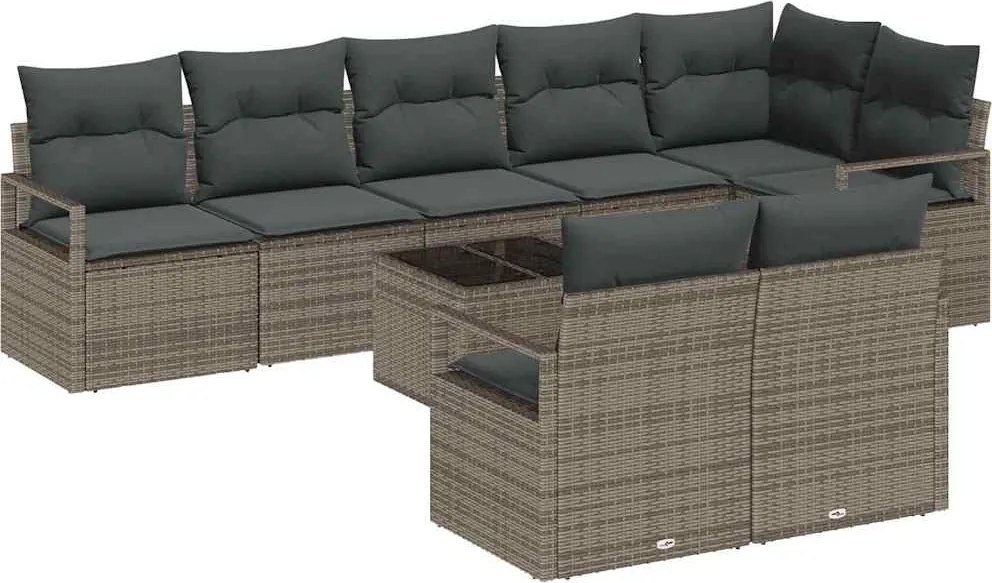 Set pohovek 9 ks Šedá polyratan 3346439