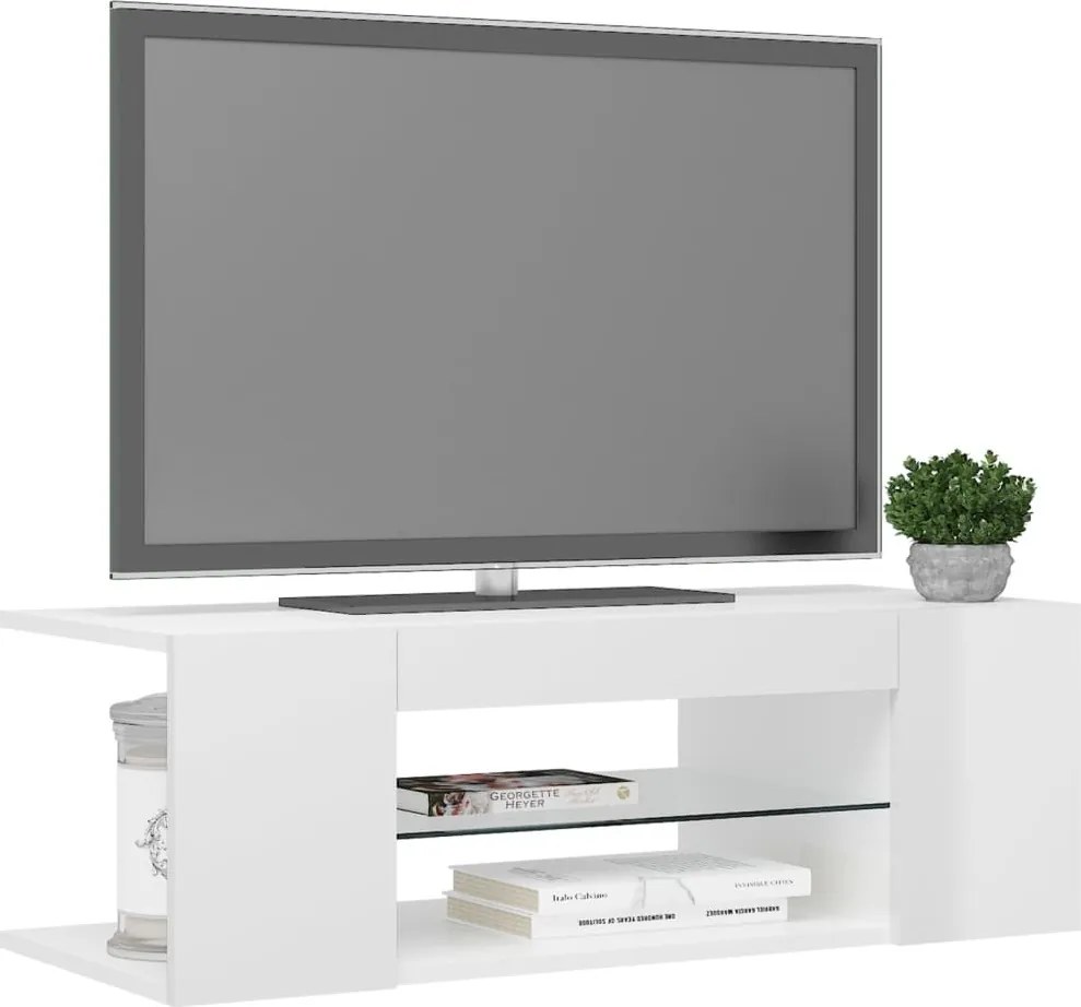 vidaXL TV skříňka s LED osvětlením 90 x 39 x 30 cm [804244] Barva: Bílá