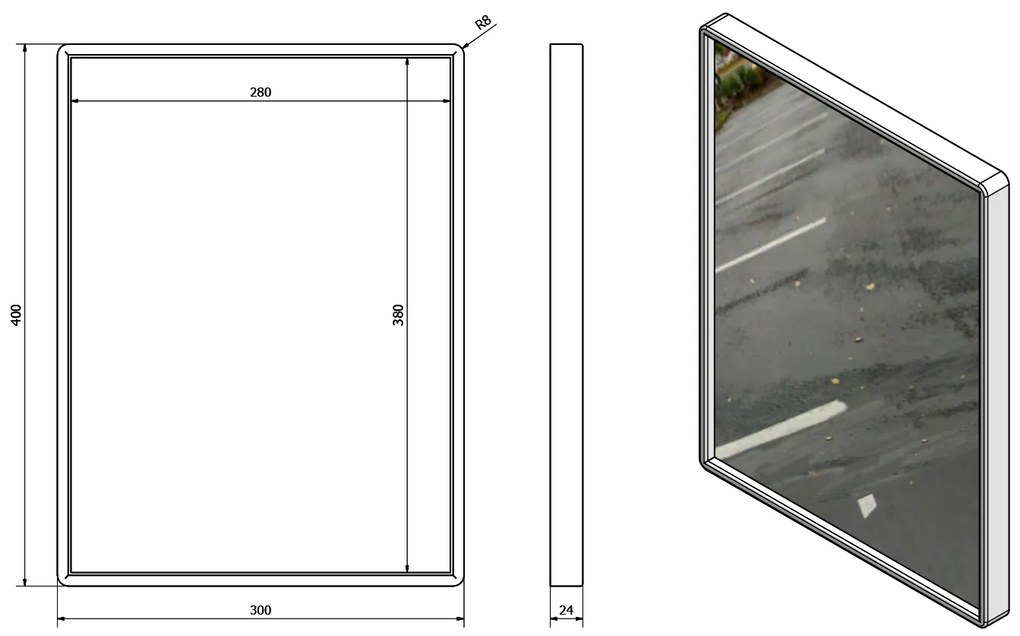 Aqualine, Zrcadlo v plastovém rámu 40x30cm, bílá, 22436