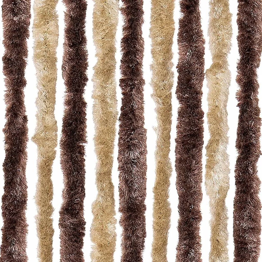 Závěs proti hmyzu béžový a světle hnědý 90 x 220 cm Chenille 240571