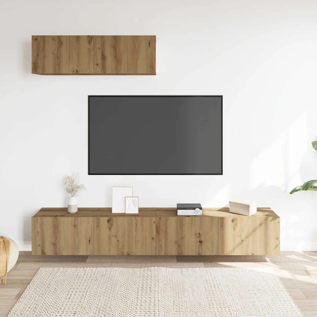 Nástěnné TV skříňky 4 ks dub artisan 100x30x30 cm kompozit 3329008