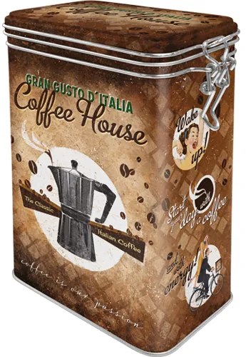 Postershop Plechová dóza s klipem - Coffee House 1,3l