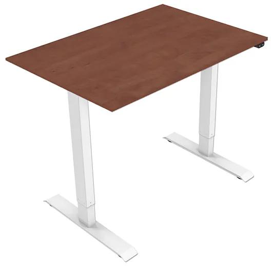Elektricky výškově nastavitelný stůl POWERO — včetně desky, třešeň, bílá, 75×160 cm