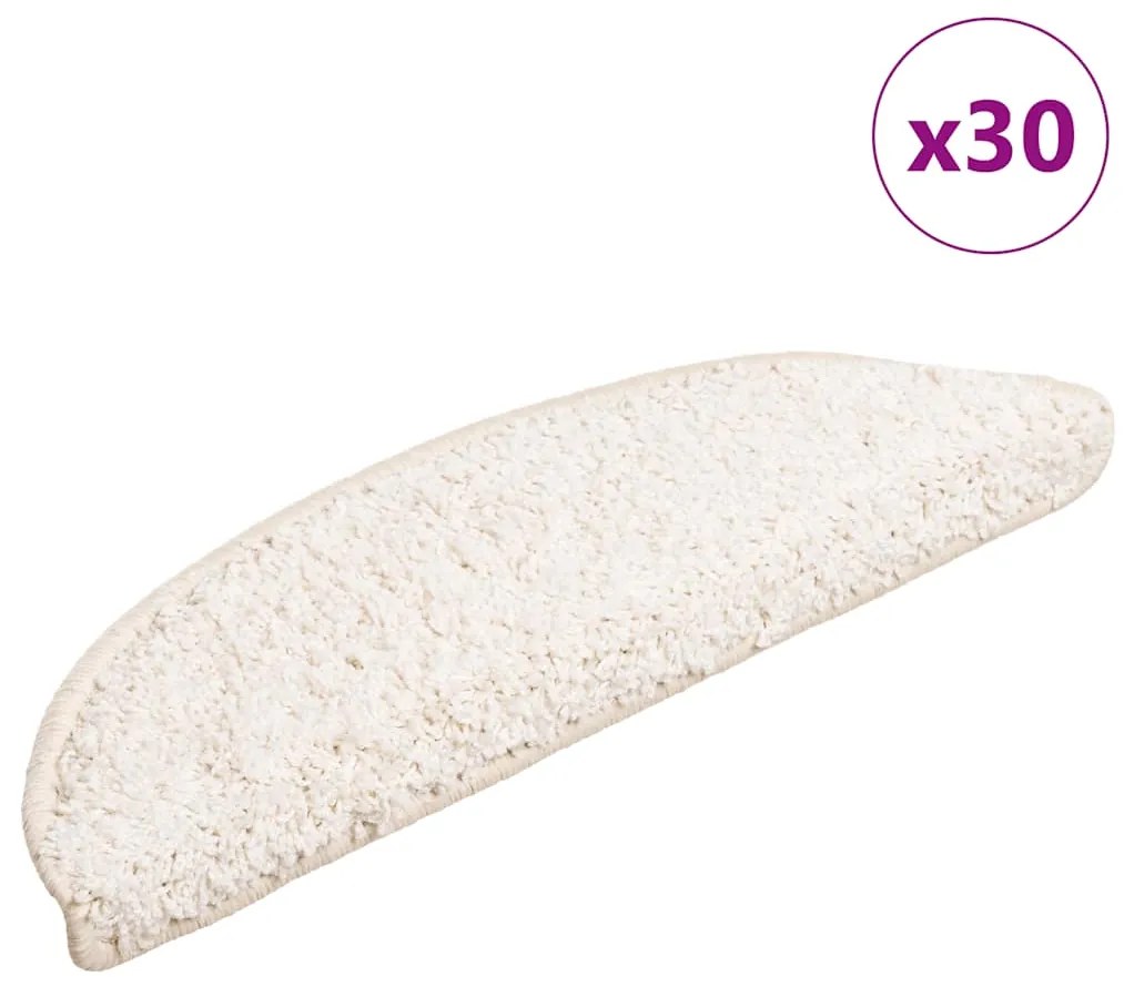 Schodové rohože 30 ks 56 x 17 x 3 cm bílé půlkulaté 3365805