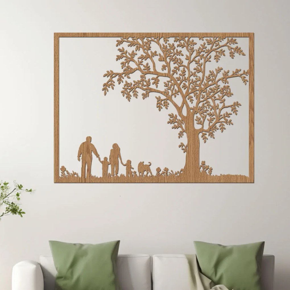 dřevo života Dřevěný strom na zeď RODINA Zvolte rozměr (cm): 80x64, Zvolte barvu dekoru: Buk