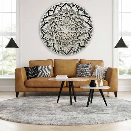 Vyřezávaná dřevěná 3D mandala na zeď | SENTOP PR0460