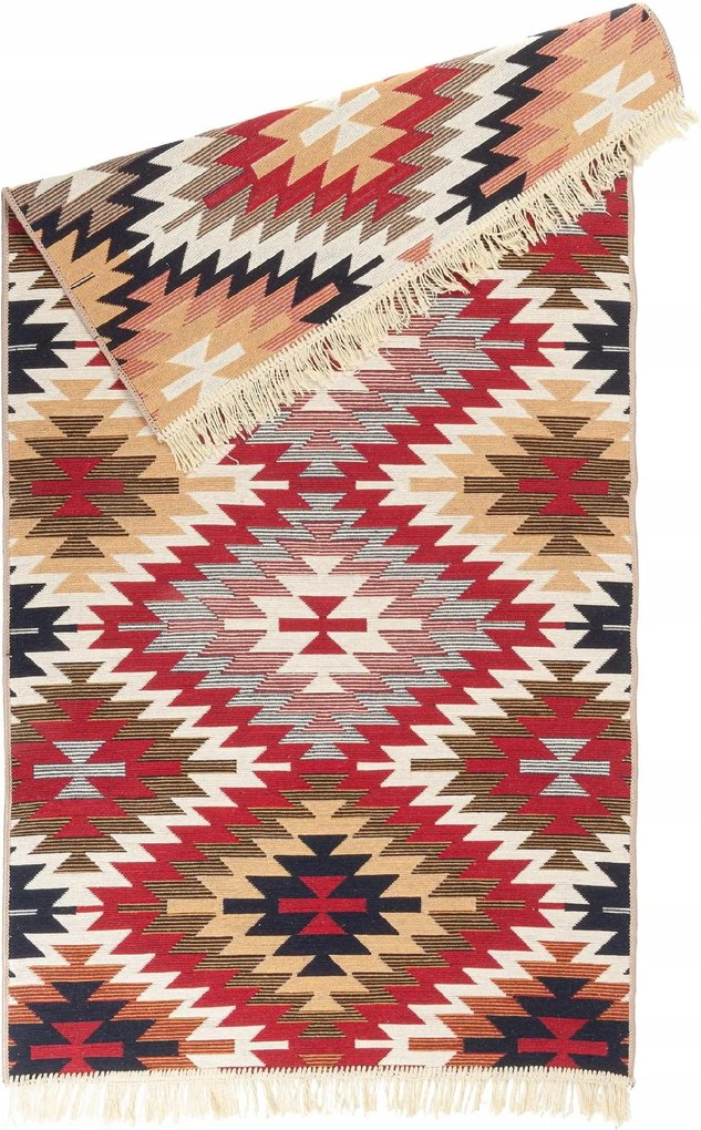 Koberec Koberec Boho Kilim Tkaný 80x150 Aztécký vícebarevný Oboustranný vzor