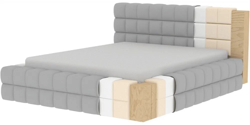 Modrá čalouněná dvoulůžková postel s úložným prostorem s roštem 160x200 cm Dizzle – ELTAP