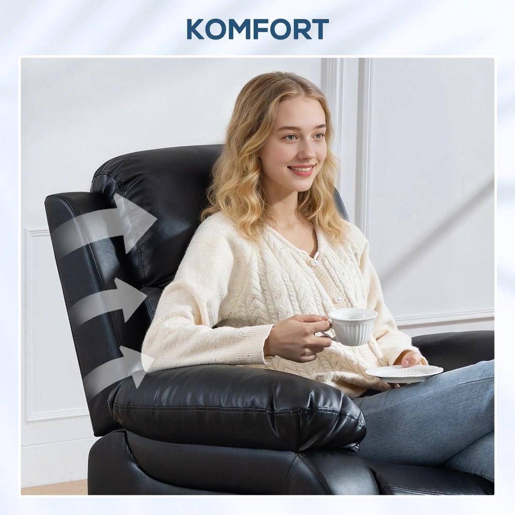 HOMCOM Masážní křeslo s 8 vibračními hlavami, relaxační křeslo, nastavitelná opěrka zad + podnožka, černé 700-056V91BK