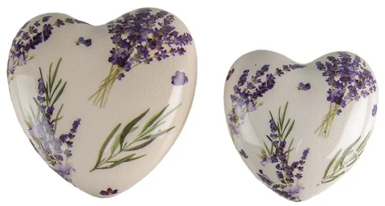 Keramické dekorační srdce s levandulí Lavandie L – 11x11x4 cm