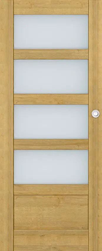 posuvné interiérové dveře do pouzdra BRAGA model 5 Průchozí rozměr: 70 x 197 cm, Orientace dveří: Levé dveře, Dekor: Dub Aljaška