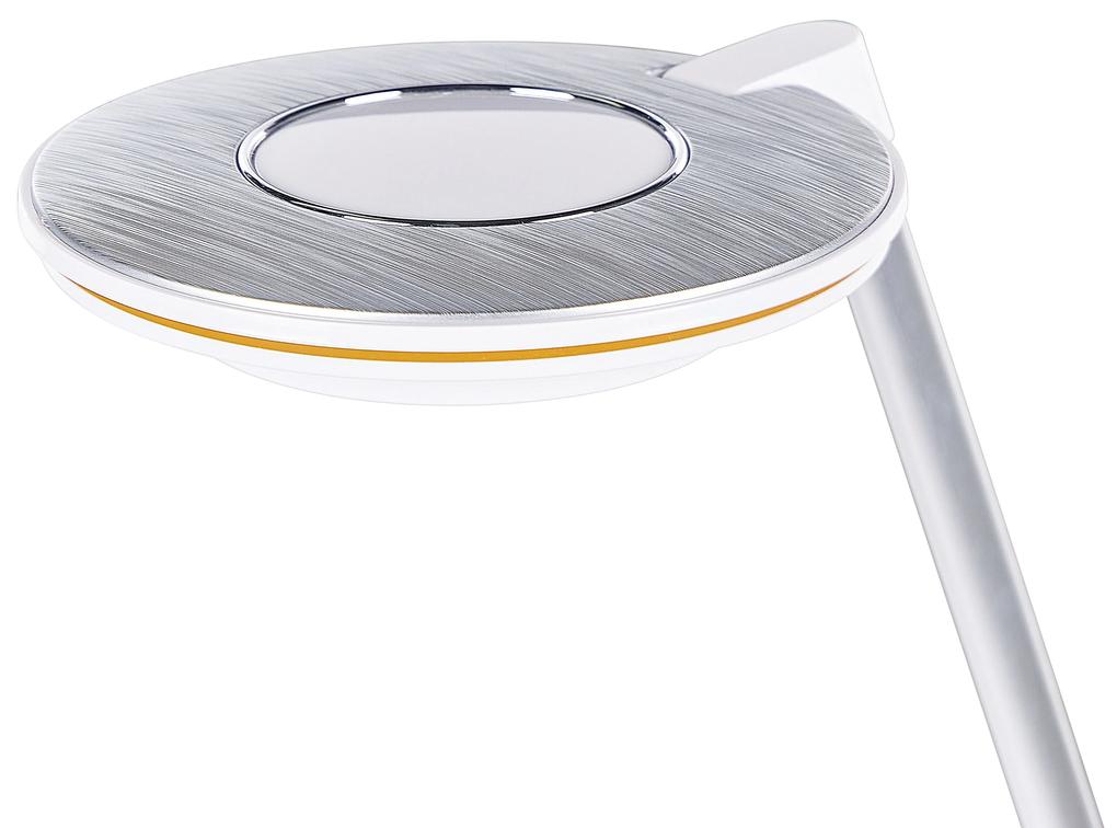 Kovová stolní LED lampa s USB portem stříbrná/ bílá CORVUS Beliani