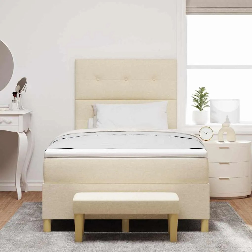 Postel s boxspringem s čelo Krémová 200 x 120 cm textil 3344294