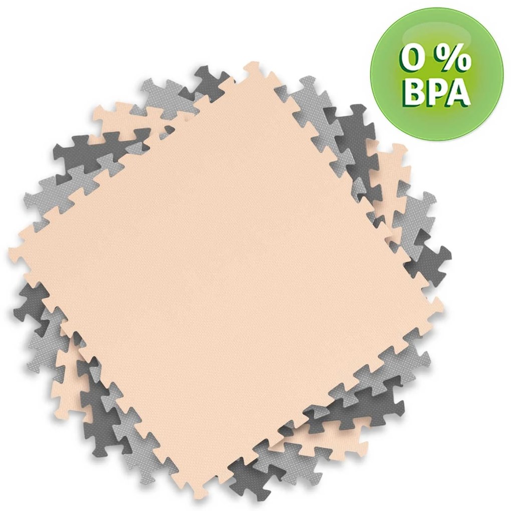 Ricokids šedo-broskvová velká pěnová podložka puzzle 180x180 cm 9 ks pro dětské hřiště a bezpečné hraní